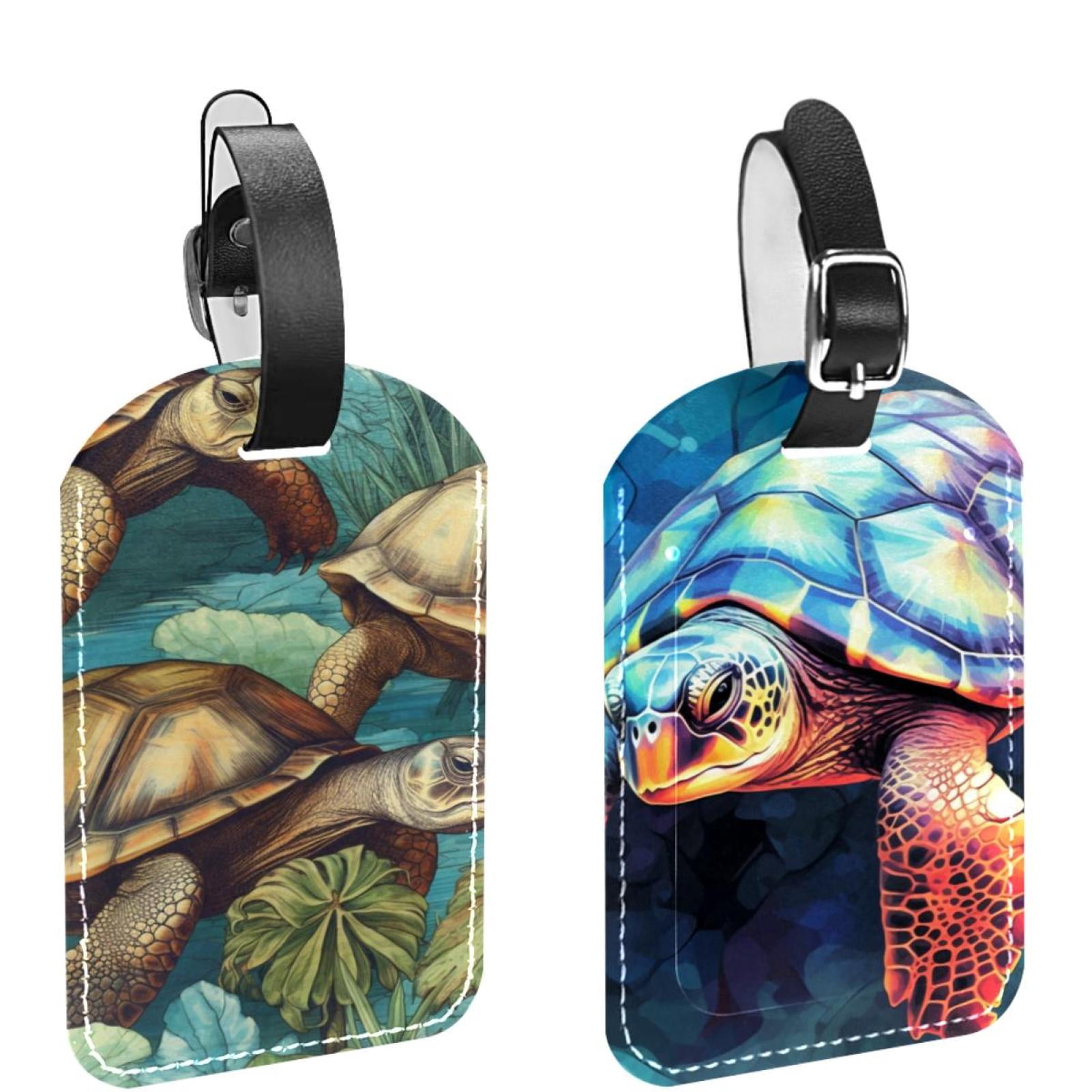 Square 2Pack PU Leather Sea Turtle Cruise Luggage Tag with Privacy ...