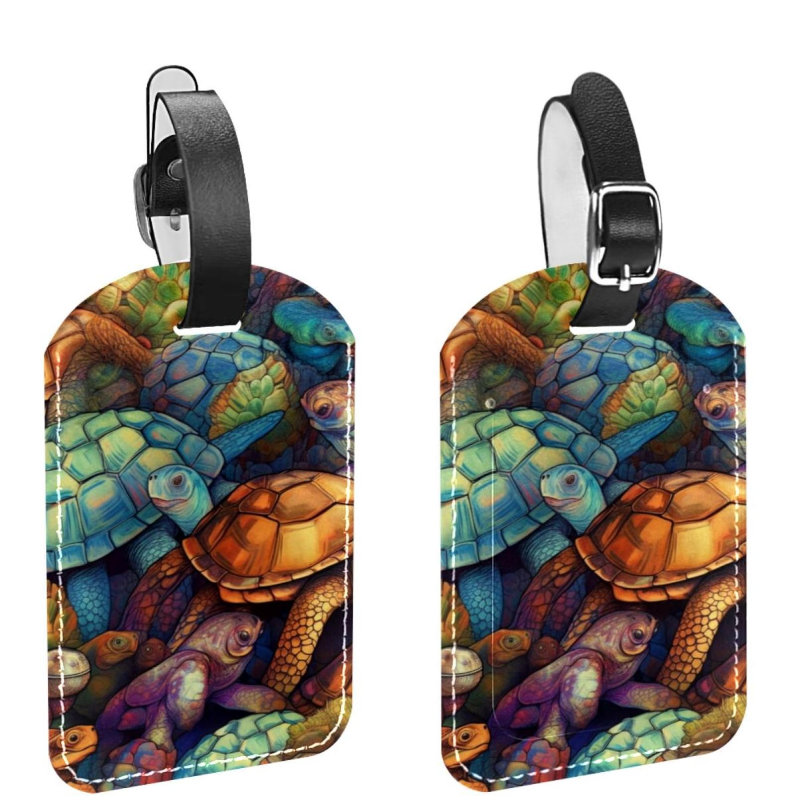 Square 2Pack PU Leather Sea Turtle Cruise Luggage Tag with Privacy ...