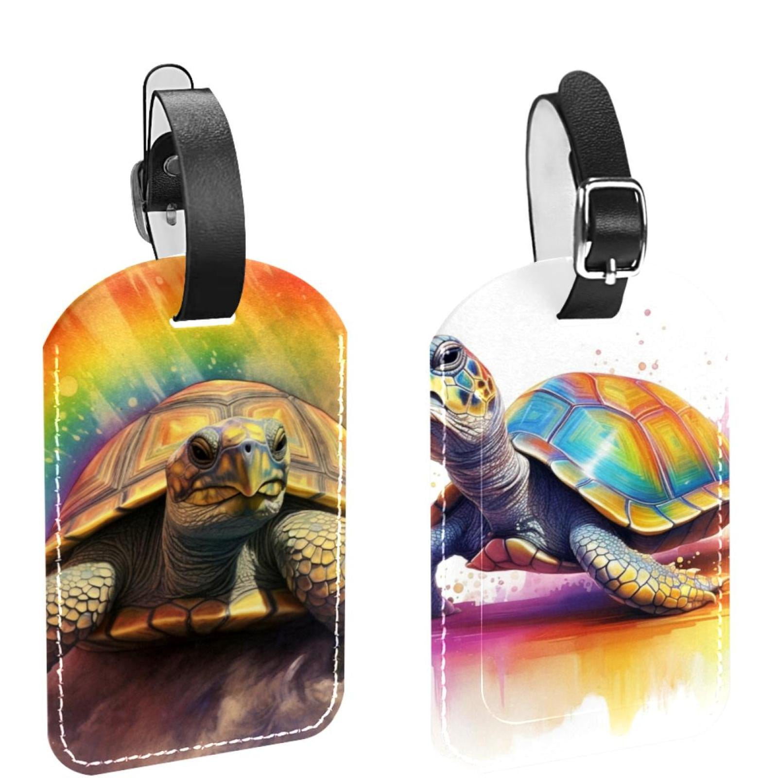 Square 2Pack PU Leather Sea Turtle Cruise Luggage Tag with Privacy ...