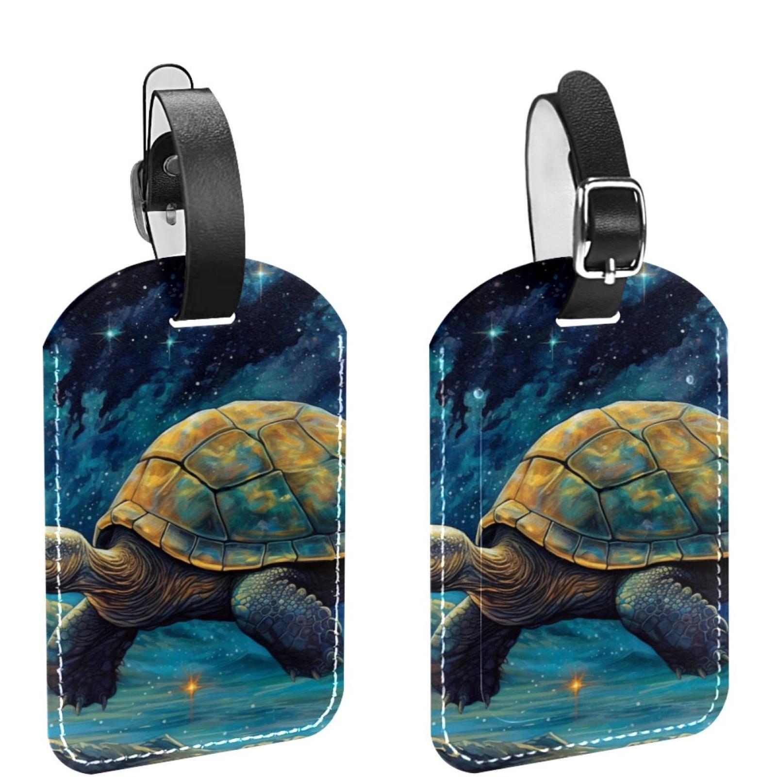Square 2Pack PU Leather Sea Turtle Cruise Luggage Tag with Privacy ...