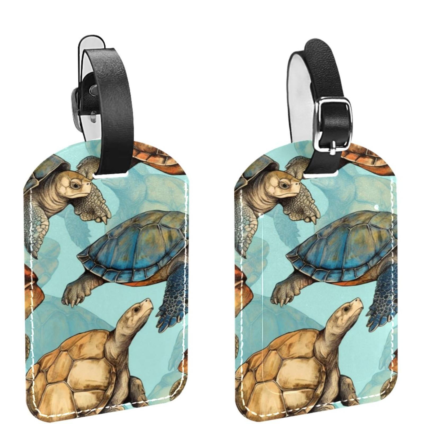 Square 2Pack PU Leather Sea Turtle Cruise Luggage Tag with Privacy ...