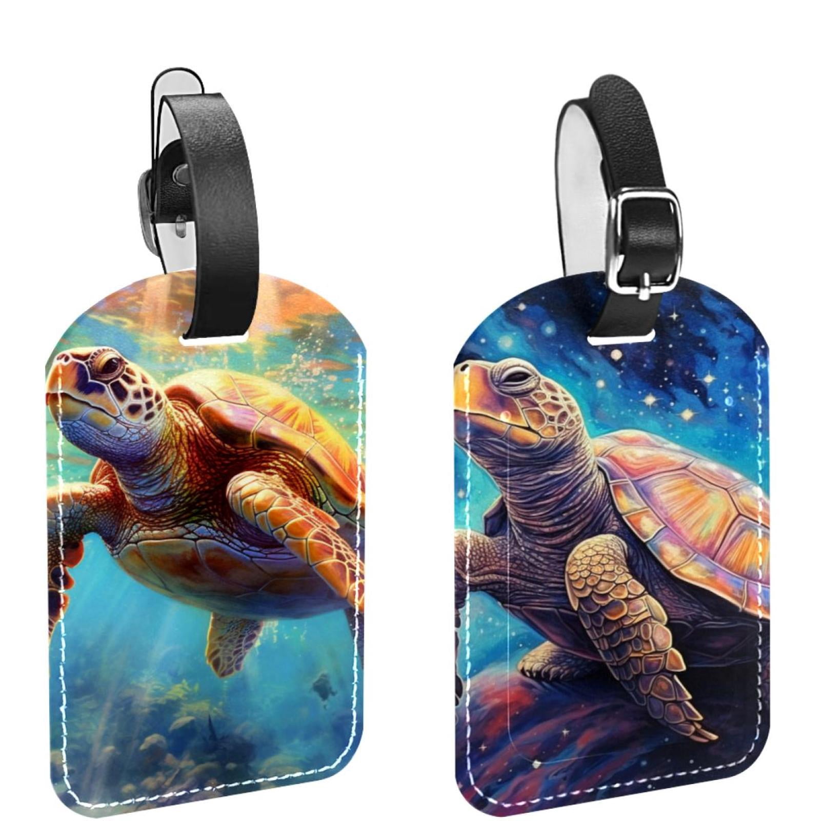 Square 2Pack PU Leather Sea Turtle Cruise Luggage Tag with Privacy ...