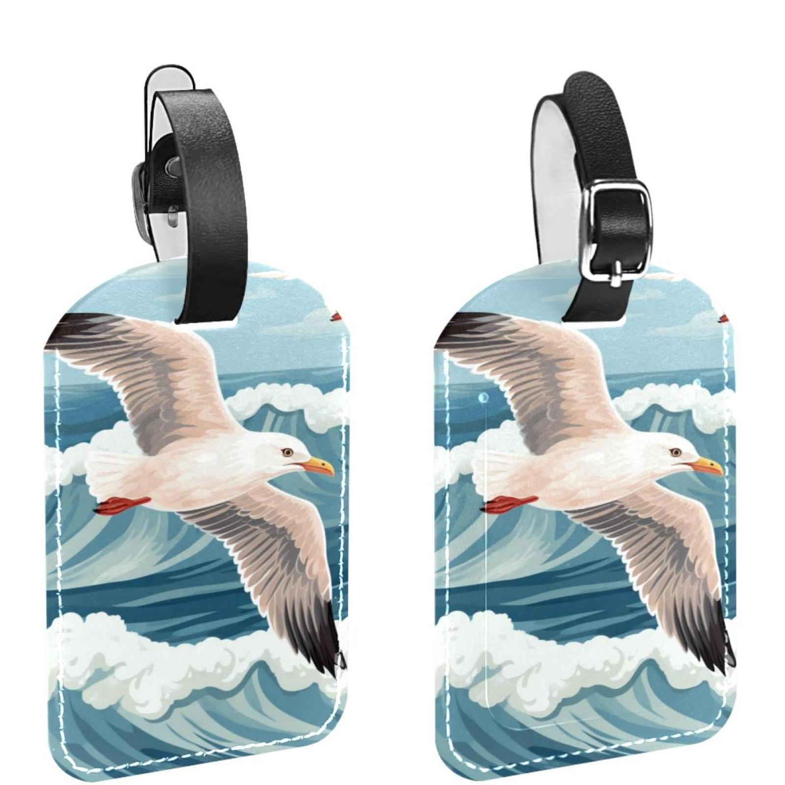 Square 2Pack PU Leather Seagull Cruise Luggage Tag with Privacy Cover ...