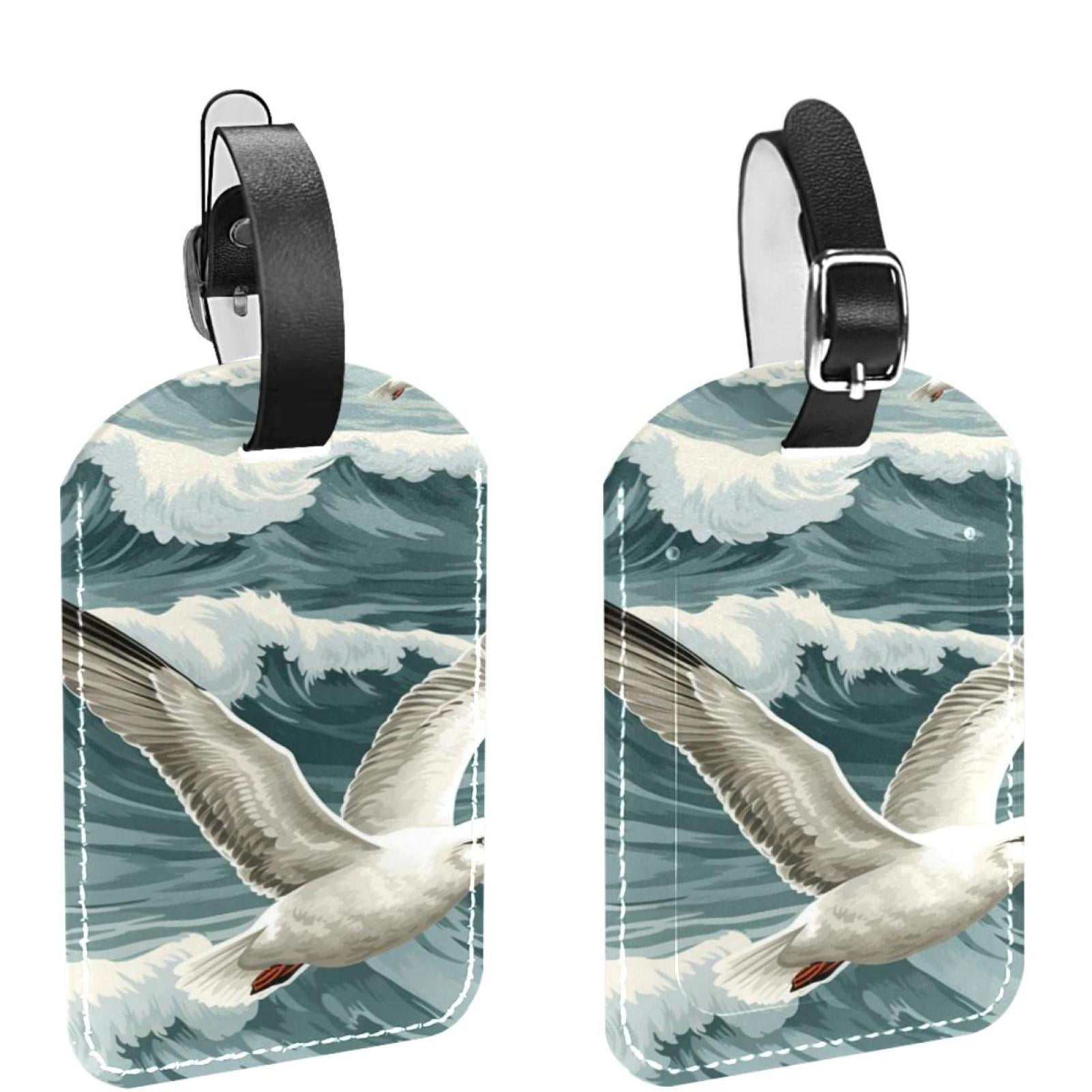 Square 2Pack PU Leather Seagull Cruise Luggage Tag with Privacy Cover ...