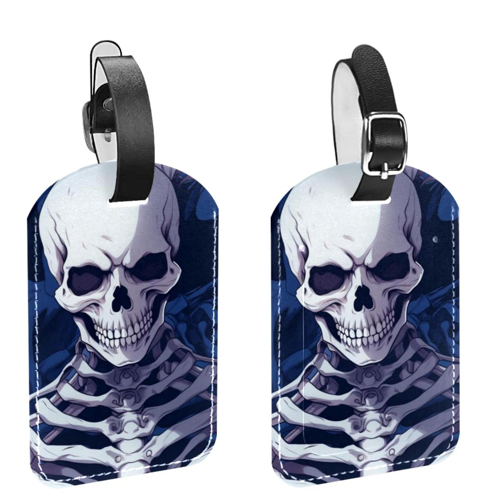 Square 2Pack PU Leather Skeleton Cruise Luggage Tag with Privacy Cover ...