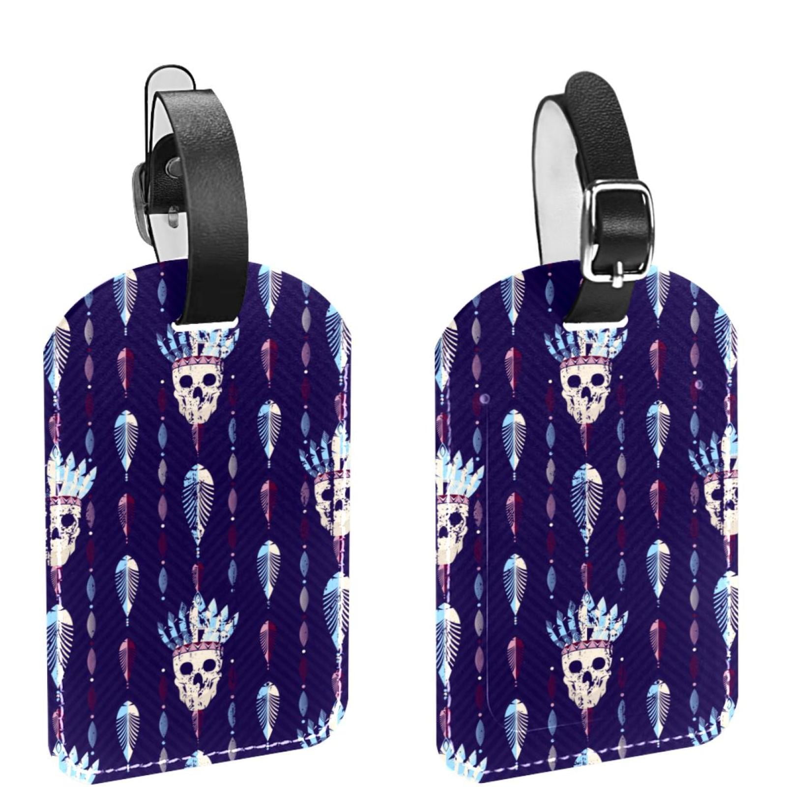 Square 2Pack PU Leather Skull Cruise Luggage Tag with Privacy Cover and ...