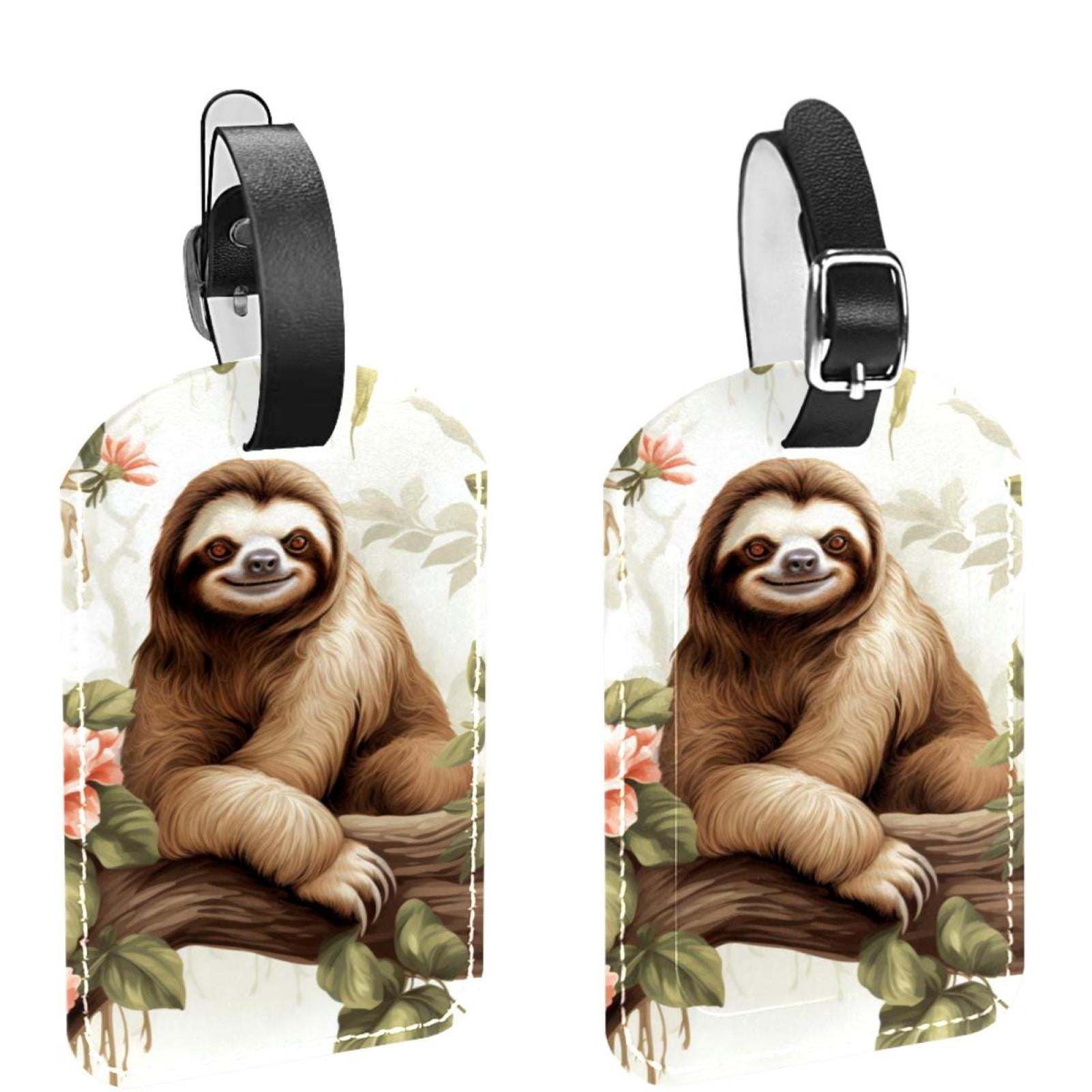 Square 2Pack PU Leather Sloth Cruise Luggage Tag with Privacy Cover and ...