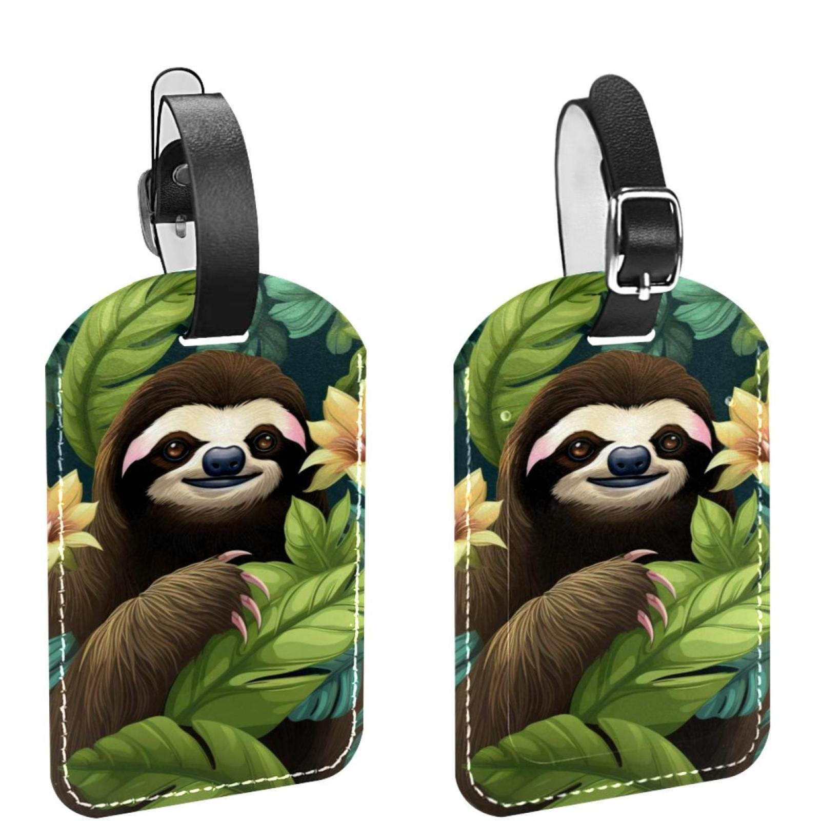 Square 2Pack PU Leather Sloth Cruise Luggage Tag with Privacy Cover and ...