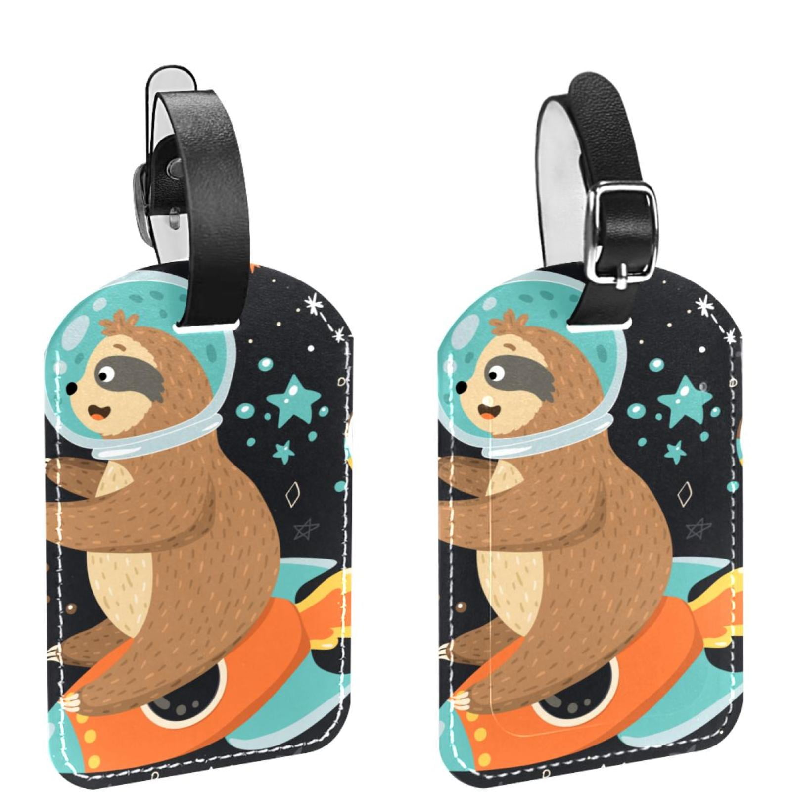 Square 2Pack PU Leather Sloth Cruise Luggage Tag with Privacy Cover and ...