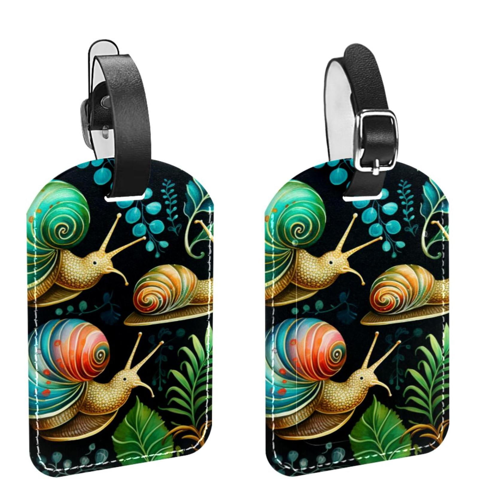 Square 2Pack PU Leather Snails Cruise Luggage Tag with Privacy Cover ...
