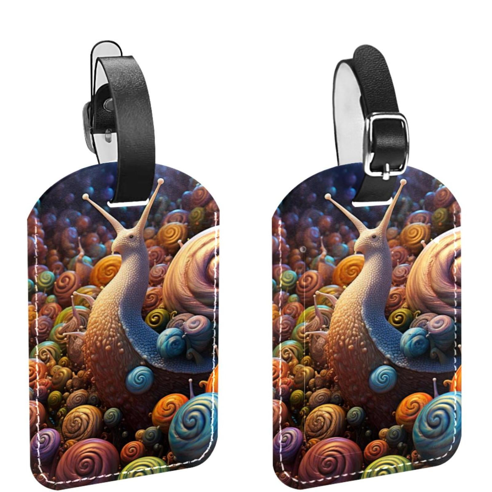 Square 2Pack PU Leather Snails Cruise Luggage Tag with Privacy Cover ...