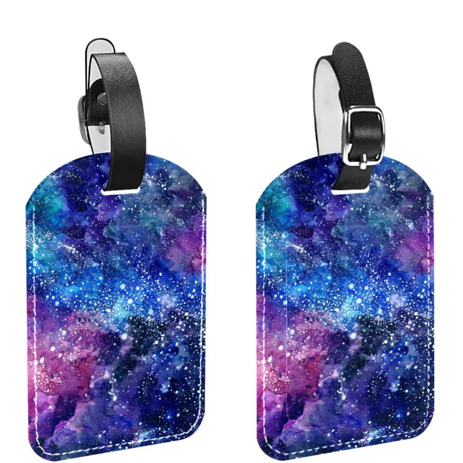 Square 2Pack PU Leather Space Galaxy Nebula Cruise Luggage Tag with ...