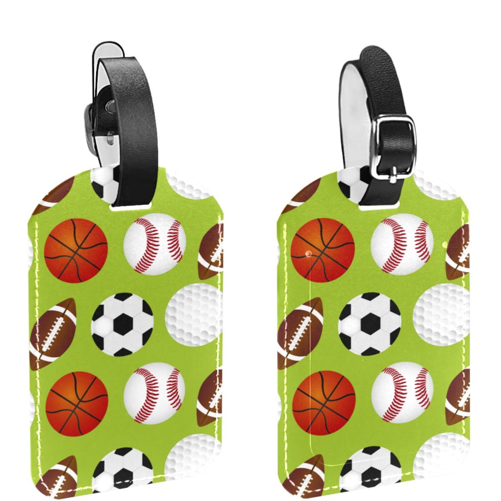 Square 2Pack PU Leather Sports Balls Cruise Luggage Tag with Privacy ...
