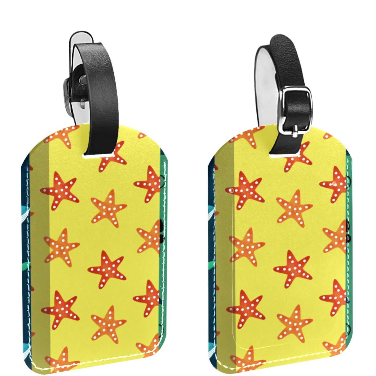 Square 2Pack PU Leather Starfish Cruise Luggage Tag with Privacy Cover ...