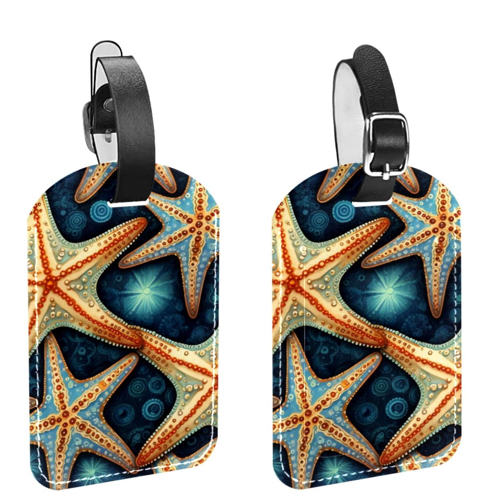 Square 2Pack PU Leather Starfish Cruise Luggage Tag with Privacy Cover ...