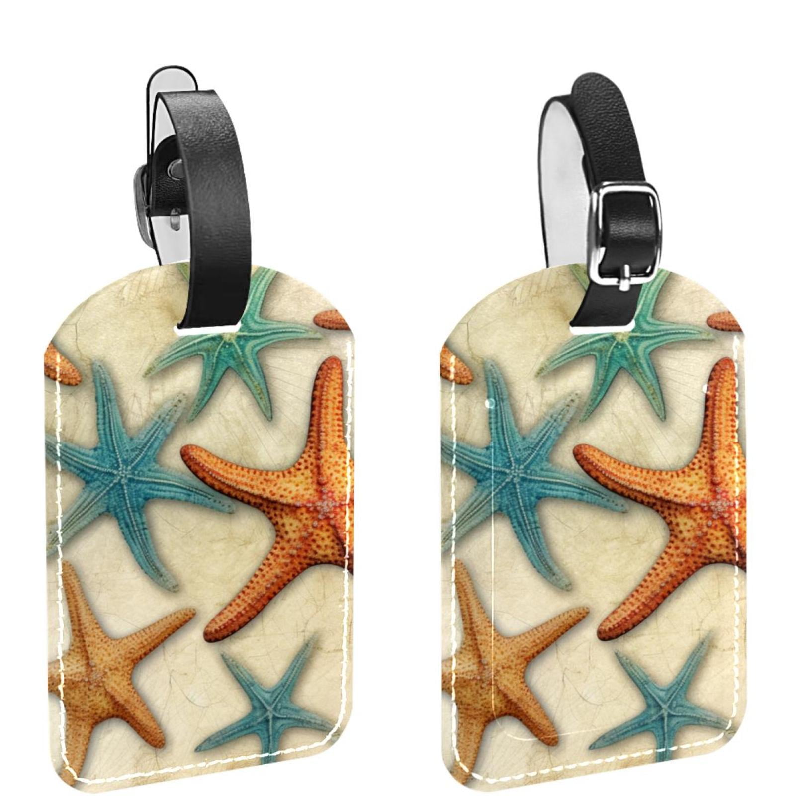 Square 2Pack PU Leather Starfish Cruise Luggage Tag with Privacy Cover ...