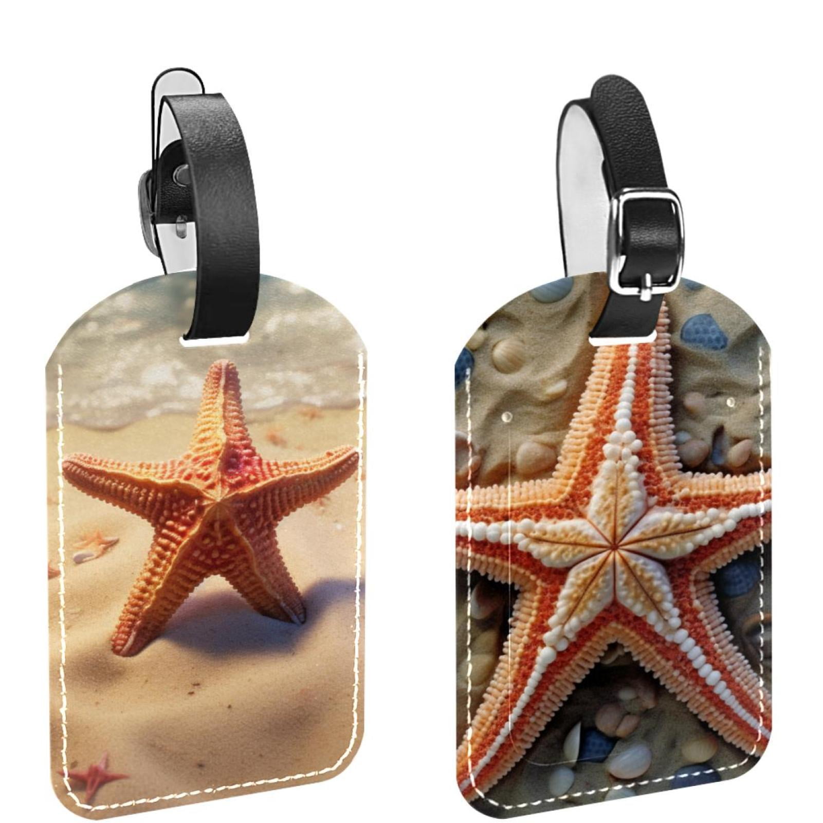 Square 2Pack PU Leather Starfish Cruise Luggage Tag with Privacy Cover ...