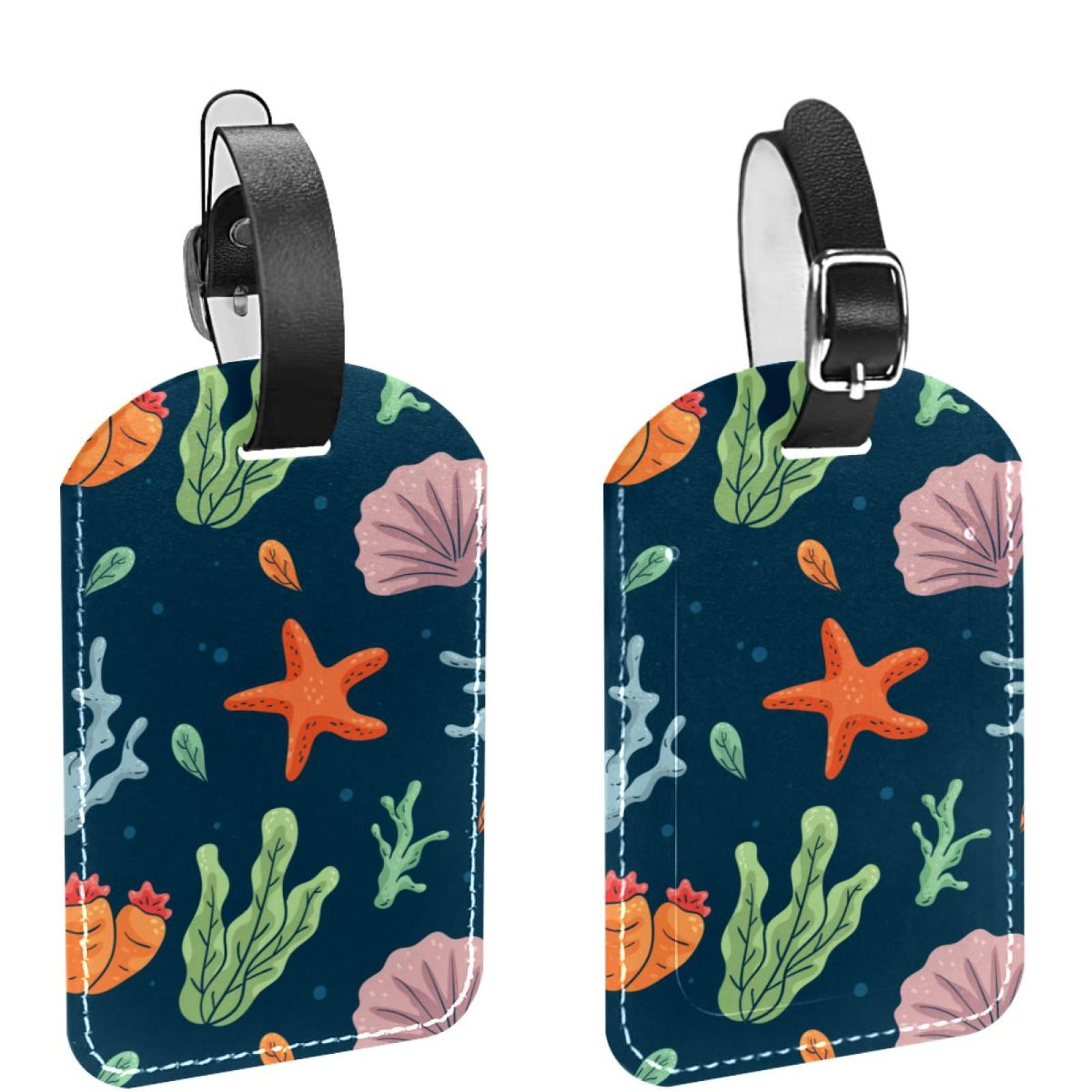 Square 2Pack PU Leather Starfish Cruise Luggage Tag with Privacy Cover ...