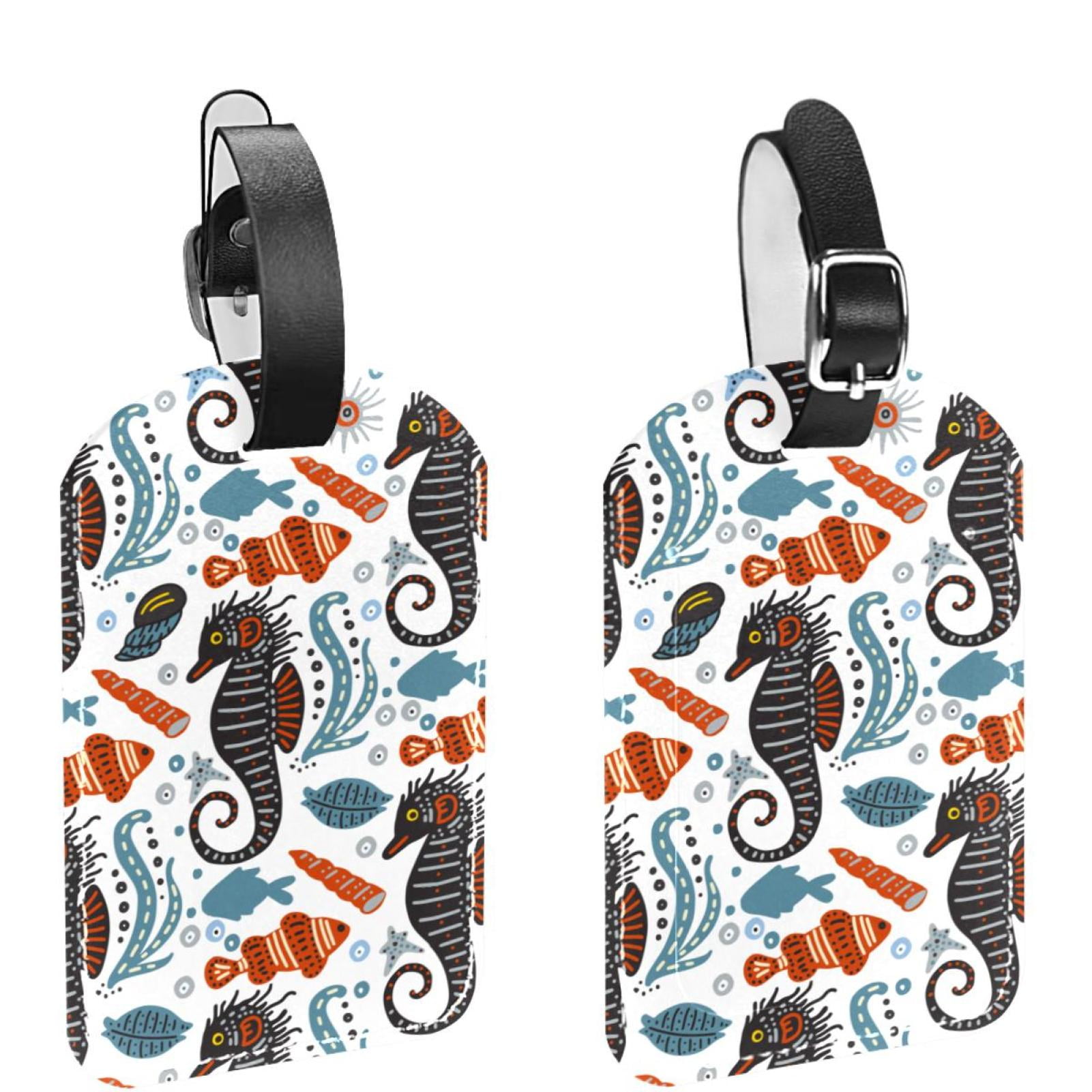 Square 2Pack PU Leather Starfish Cruise Luggage Tag with Privacy Cover ...