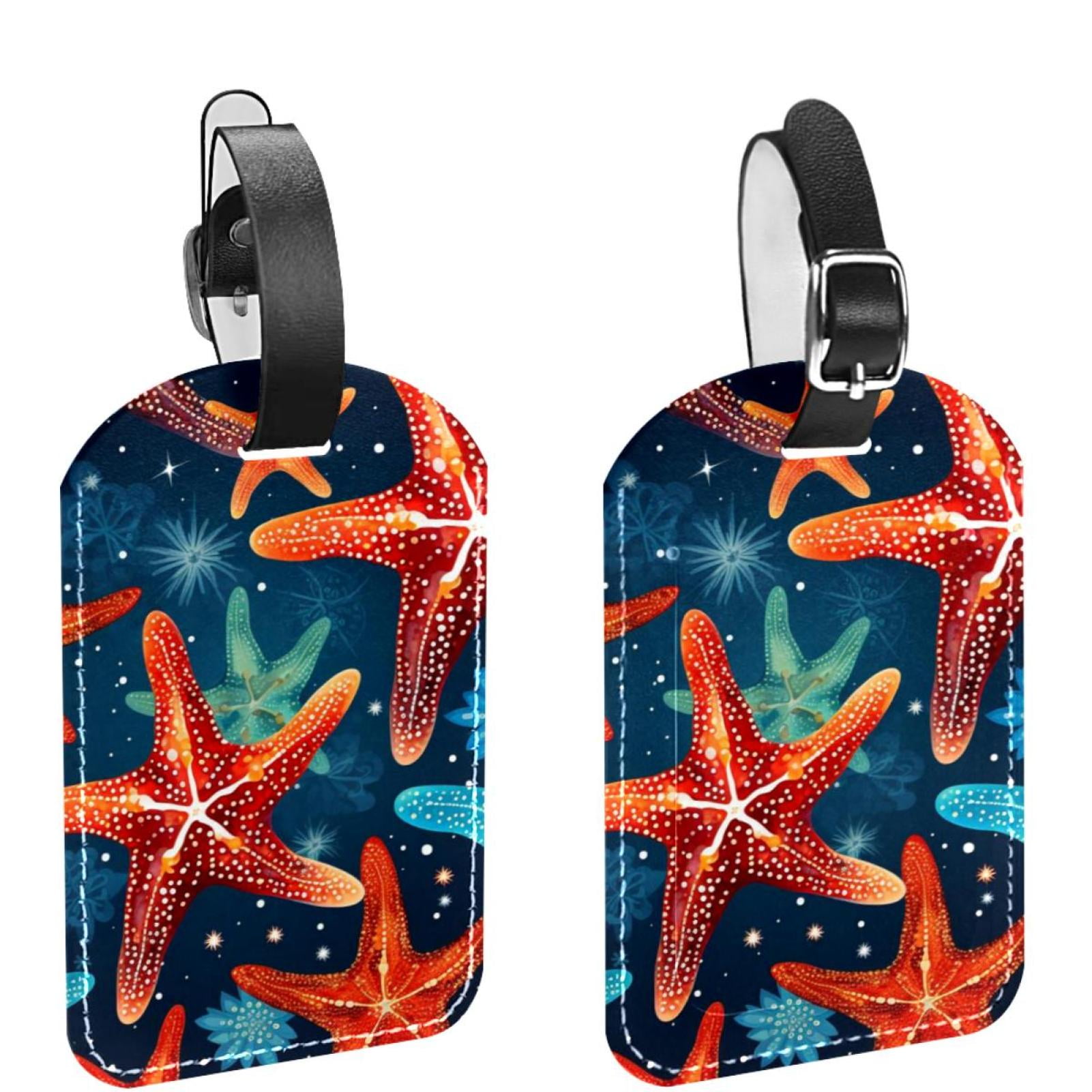Square 2Pack PU Leather Starfish Cruise Luggage Tag with Privacy Cover ...