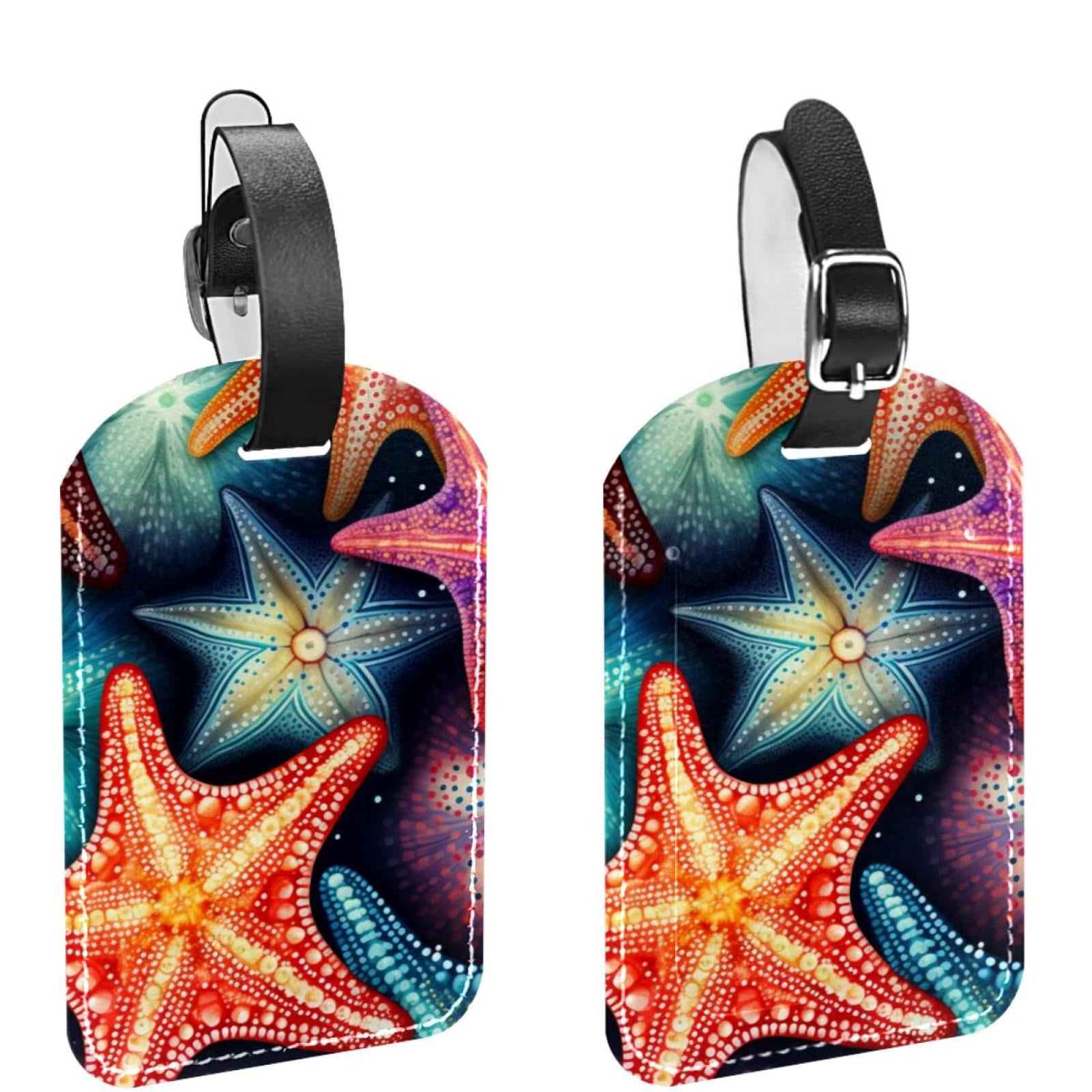 Square 2Pack PU Leather Starfish Cruise Luggage Tag with Privacy Cover ...