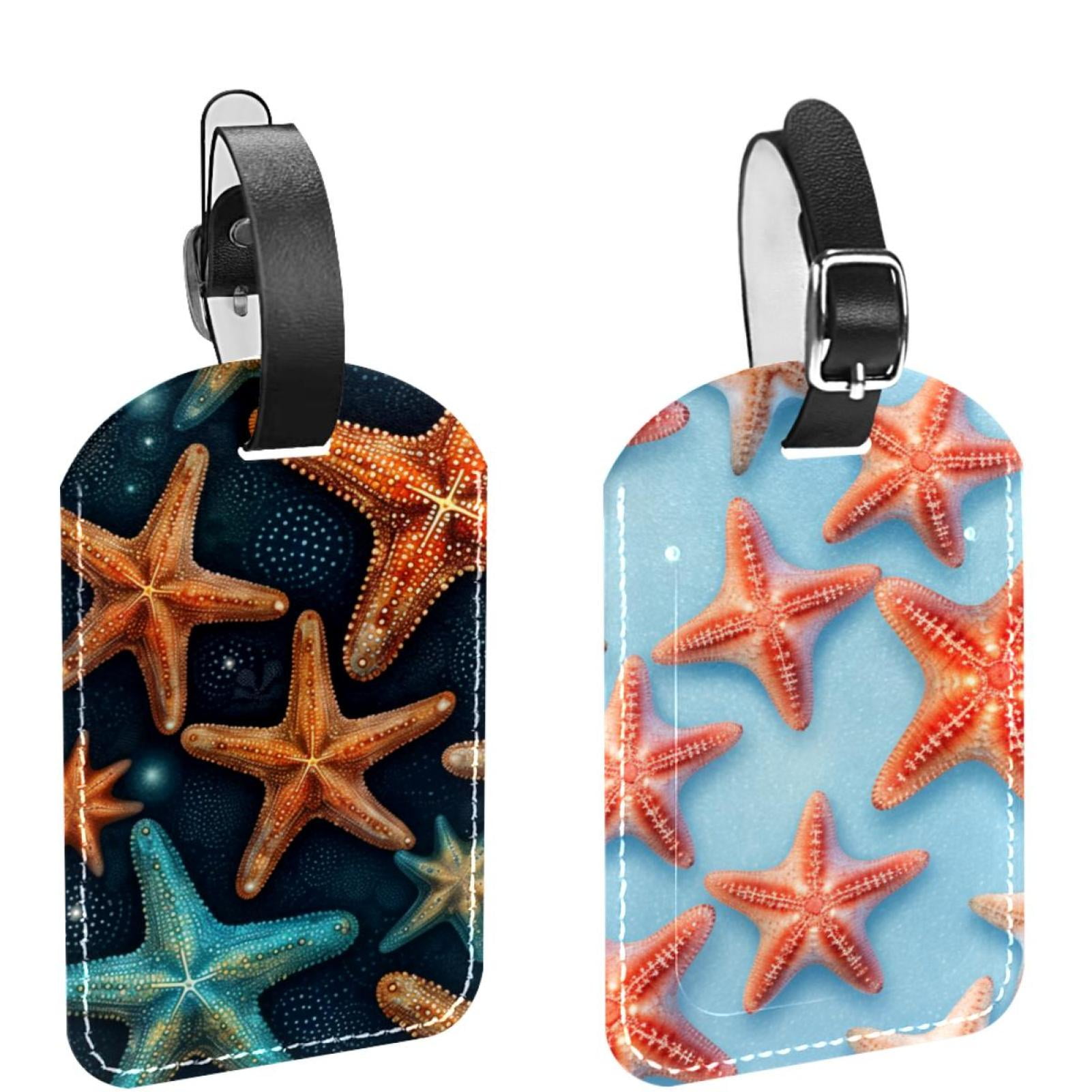 Square 2Pack PU Leather Starfish Cruise Luggage Tag with Privacy Cover ...