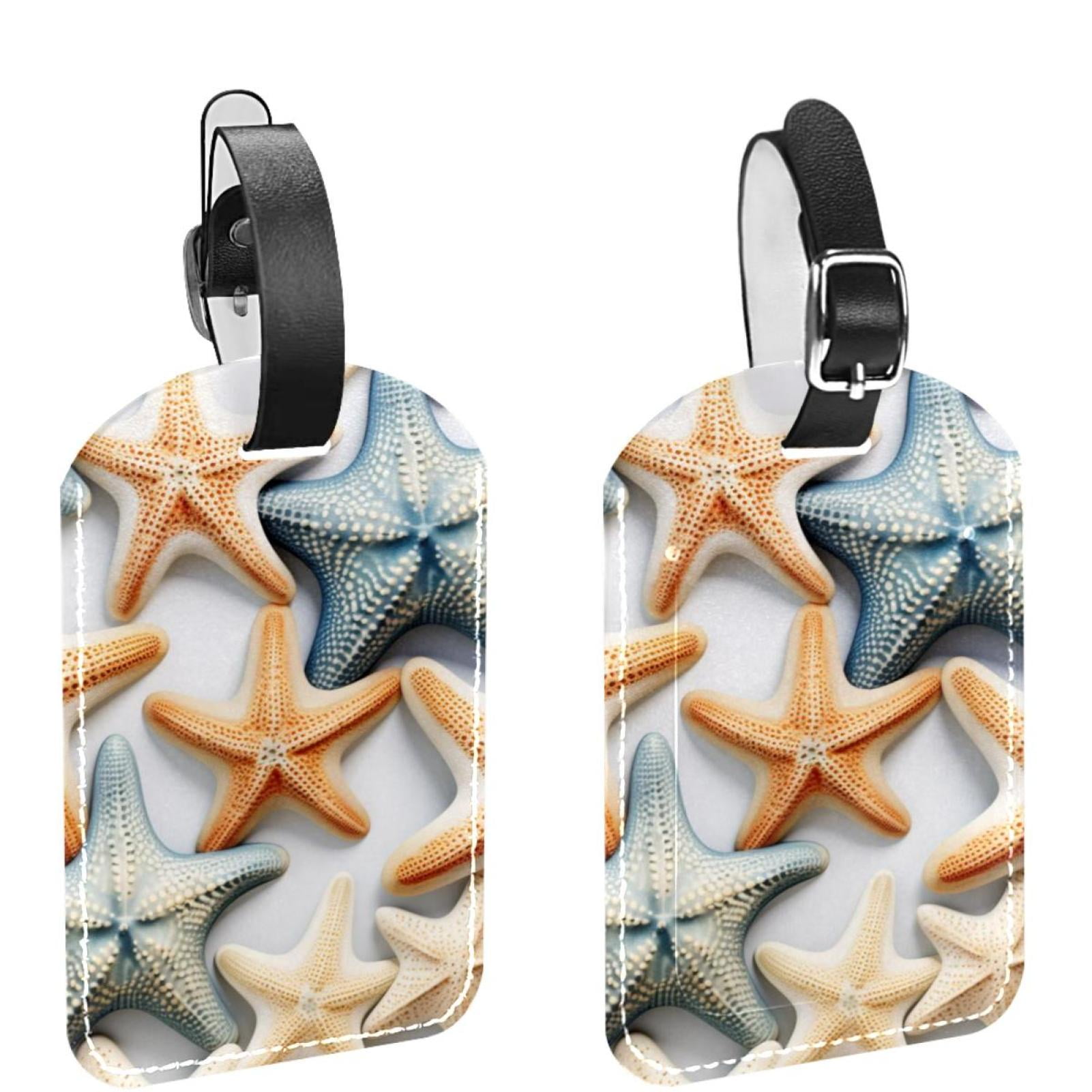 Square 2Pack PU Leather Starfish Cruise Luggage Tag with Privacy Cover ...