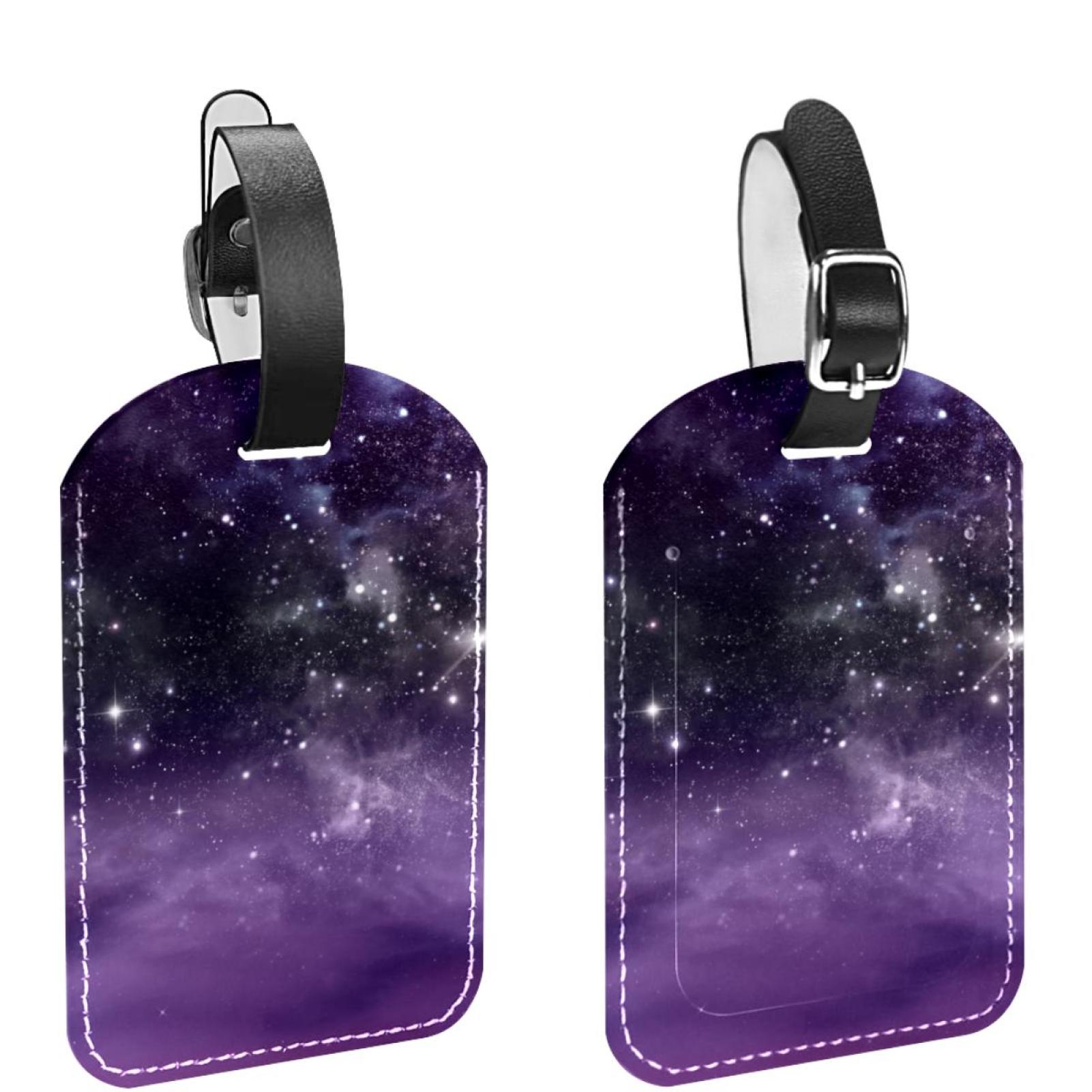 Square 2Pack PU Leather Starry Night Sky Clouds Cruise Luggage Tag with ...