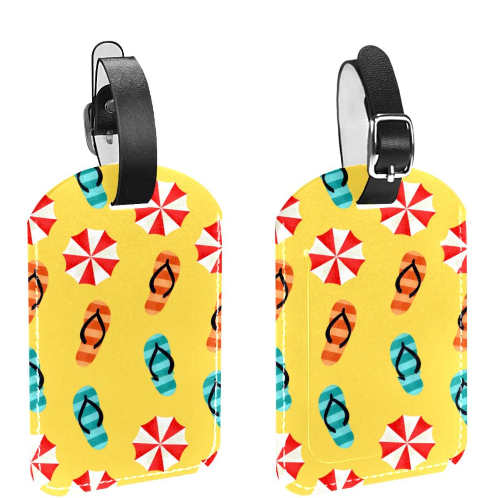 Square 2Pack PU Leather Summer Beach Yellow Cruise Luggage Tag with ...