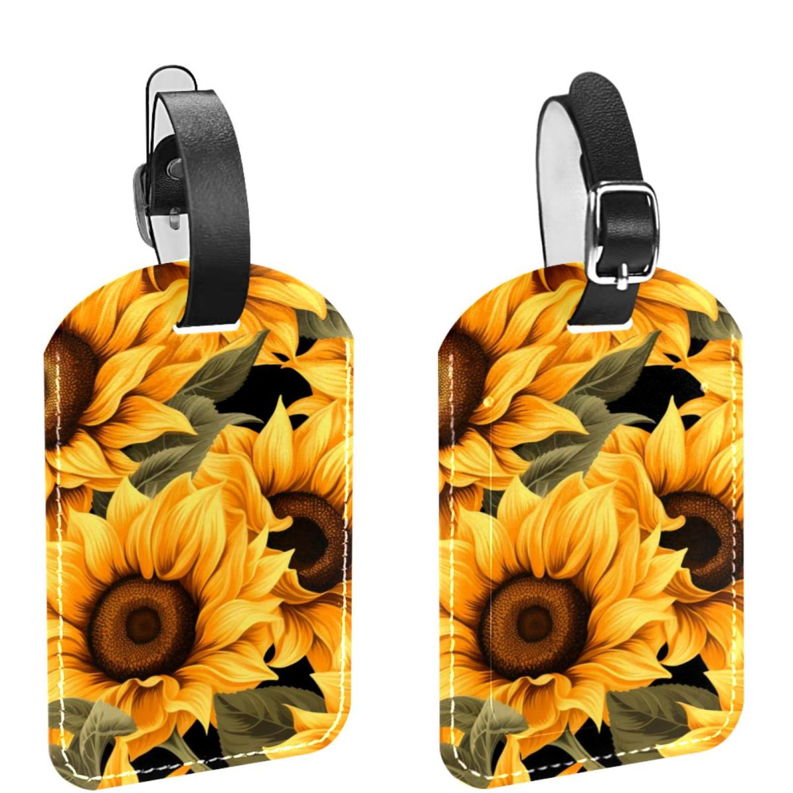Square 2Pack PU Leather Sunflower Cruise Luggage Tag with Privacy Cover ...