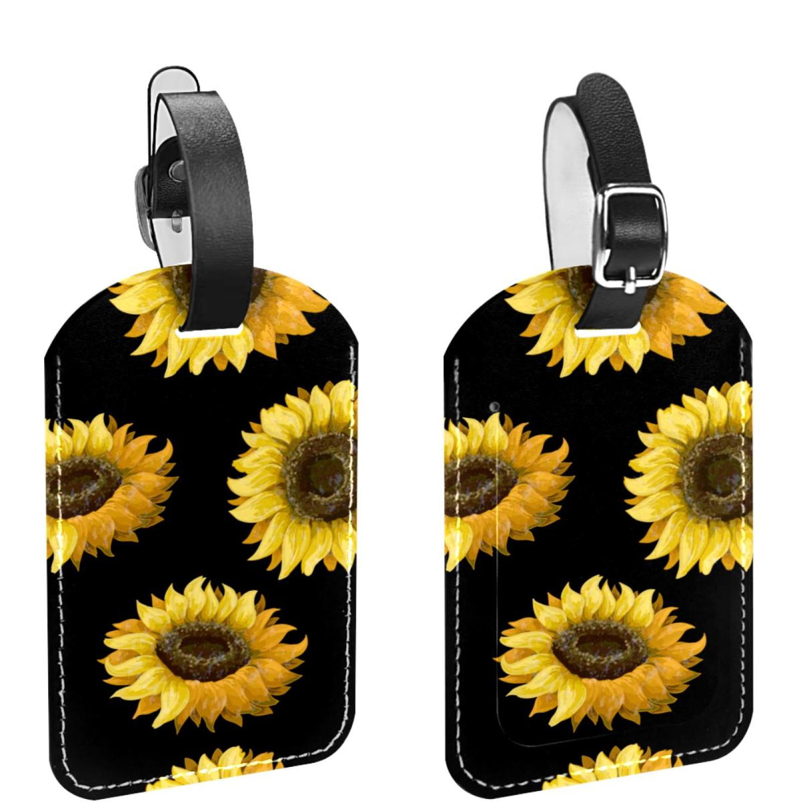 Square 2Pack PU Leather Sunflower Cruise Luggage Tag with Privacy Cover ...