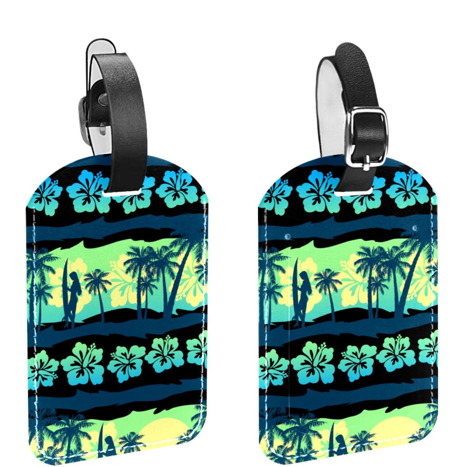 Square 2Pack PU Leather Sunrise Landscape Cruise Luggage Tag with ...
