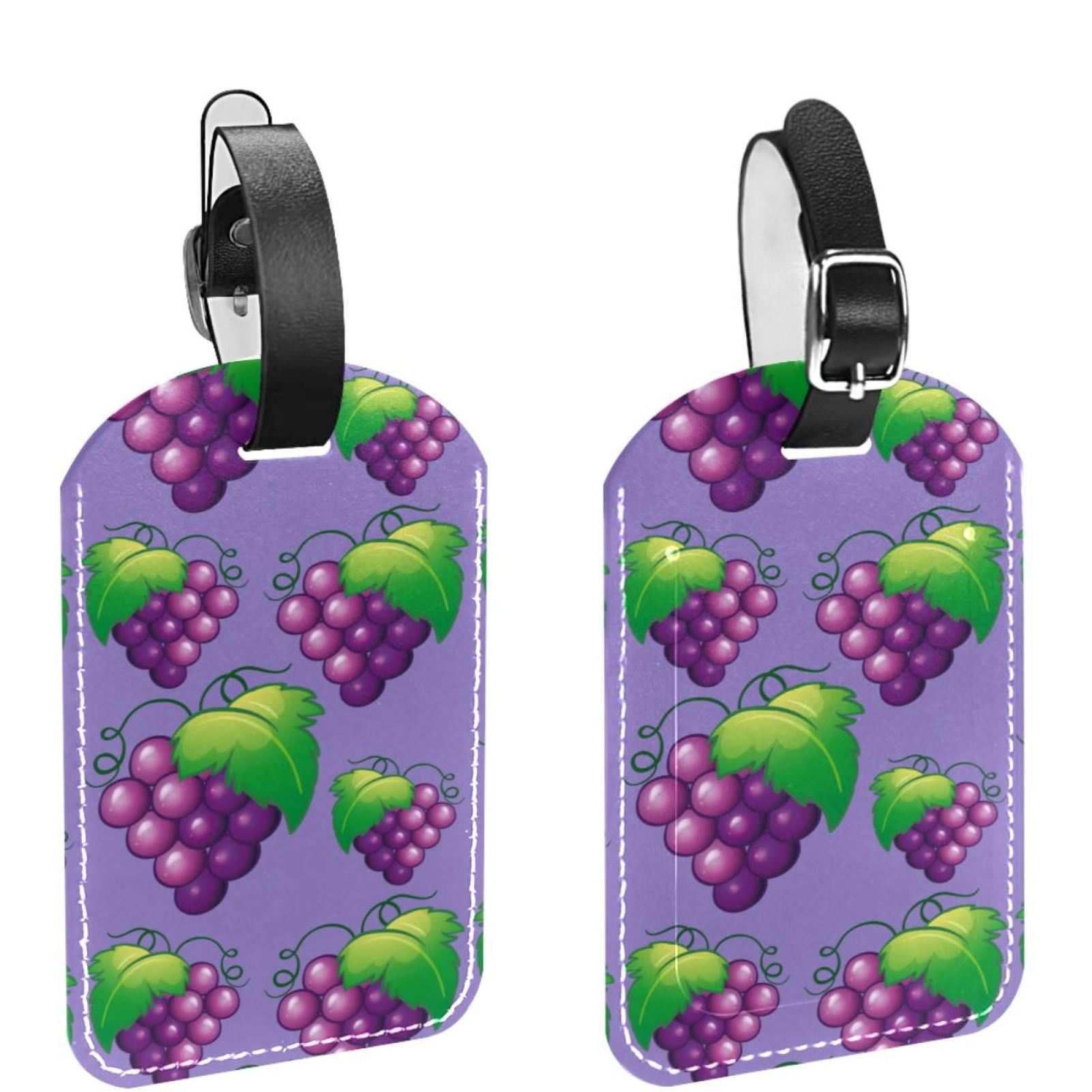 Square 2Pack PU Leather Sweet Fresh Grapes Cruise Luggage Tag with ...