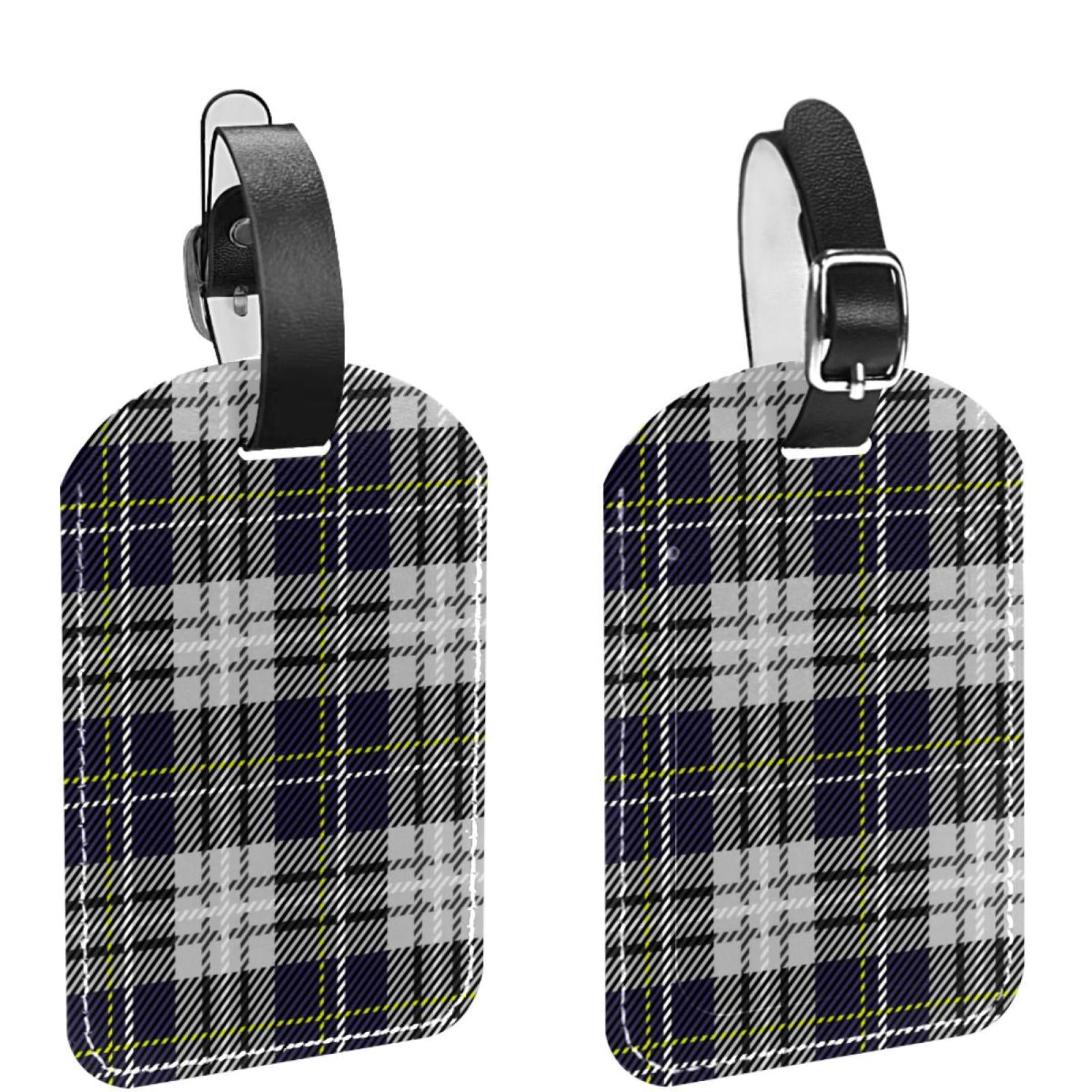 Square 2Pack PU Leather Tartan Plaid Cruise Luggage Tag with Privacy ...