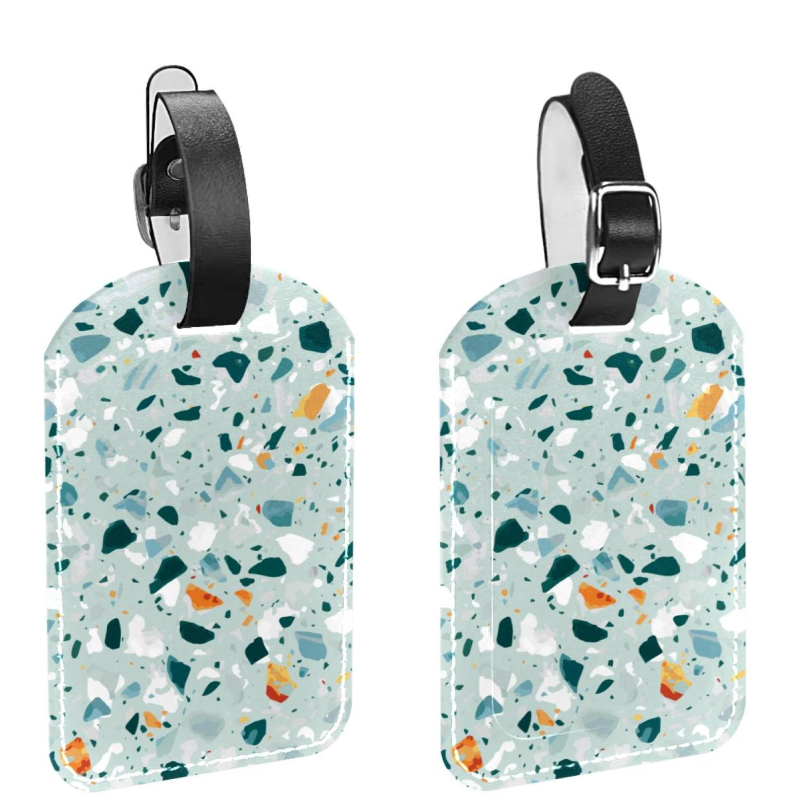 Square 2Pack PU Leather Terrazzo Flooring Cruise Luggage Tag with ...