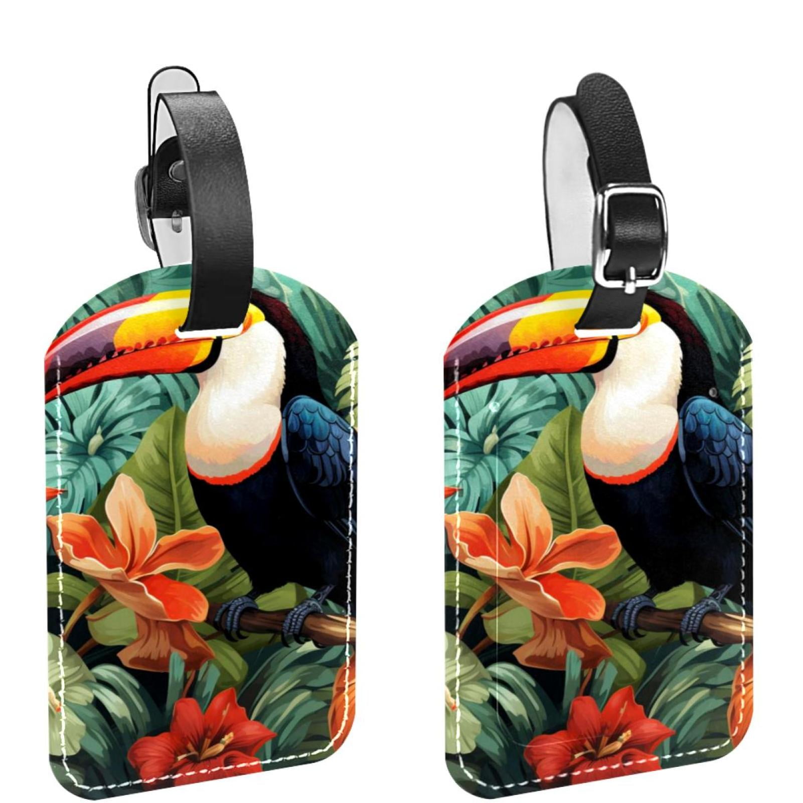 Square 2Pack PU Leather Toucan Cruise Luggage Tag with Privacy Cover ...