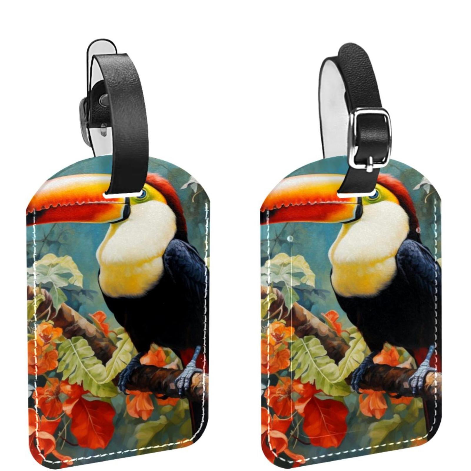 Square 2Pack PU Leather Toucan Cruise Luggage Tag with Privacy Cover ...