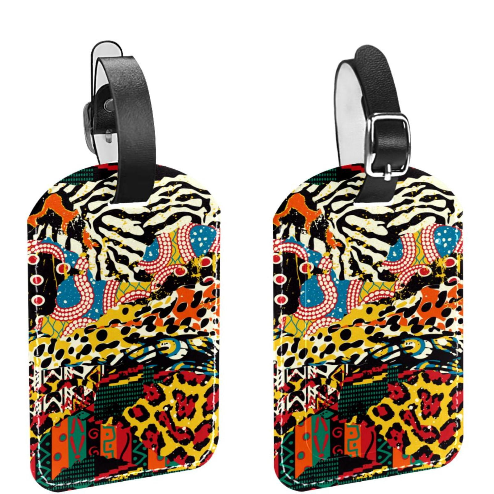 Square 2Pack PU Leather Traditional African Fabric Cruise Luggage Tag ...