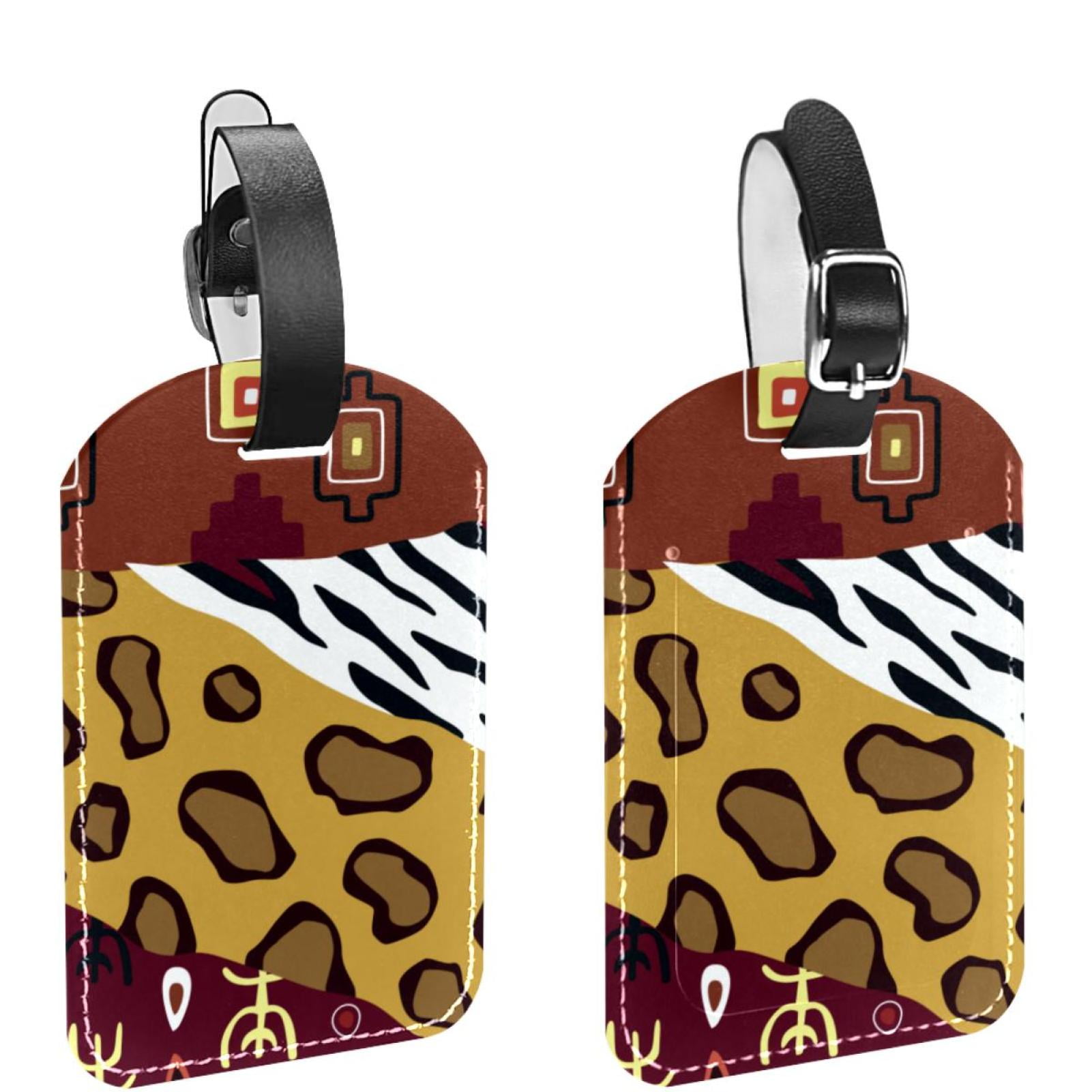 Square 2Pack PU Leather Tribe Animal Skin Cruise Luggage Tag with ...