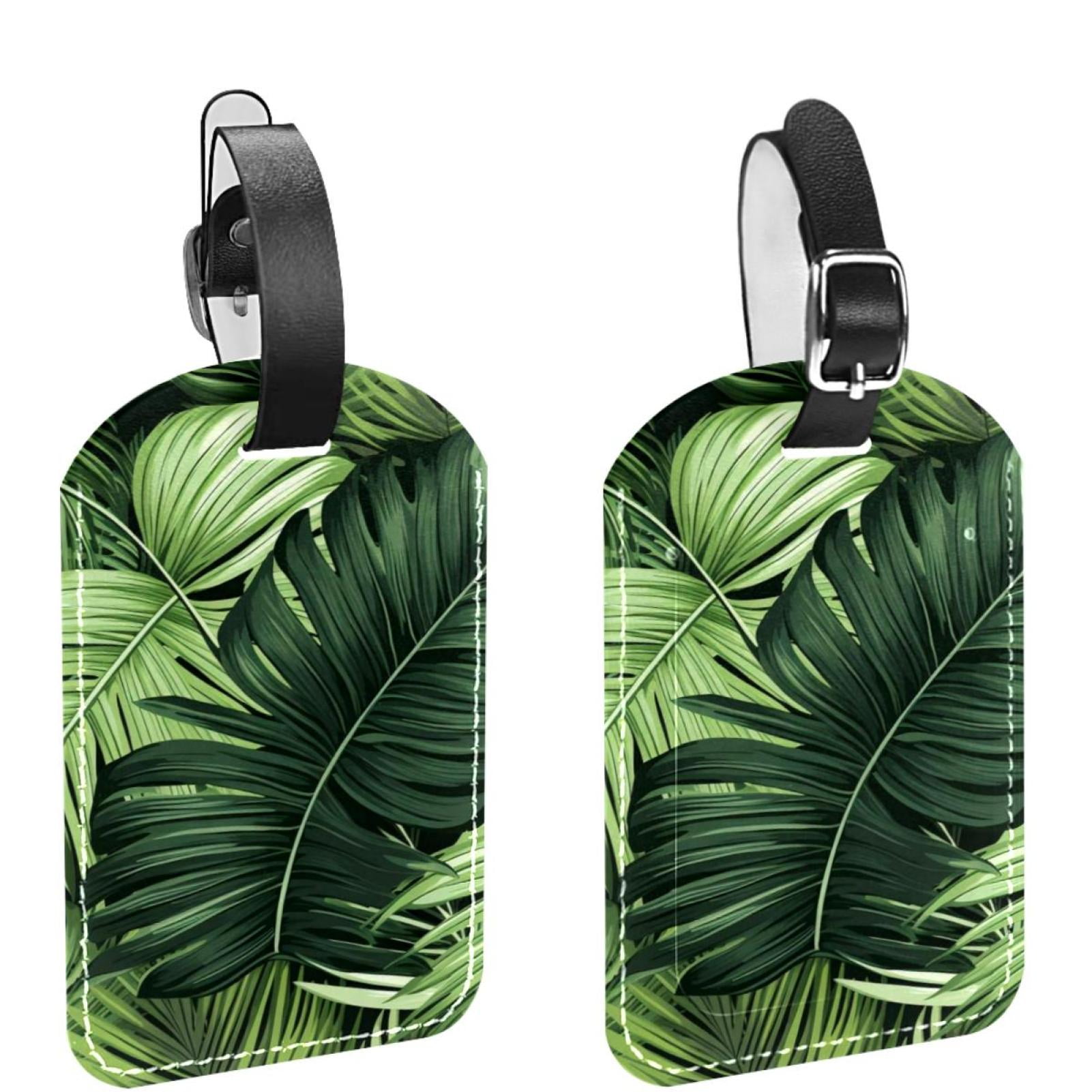 Square 2Pack PU Leather Tropical Leaves Cruise Luggage Tag with Privacy ...