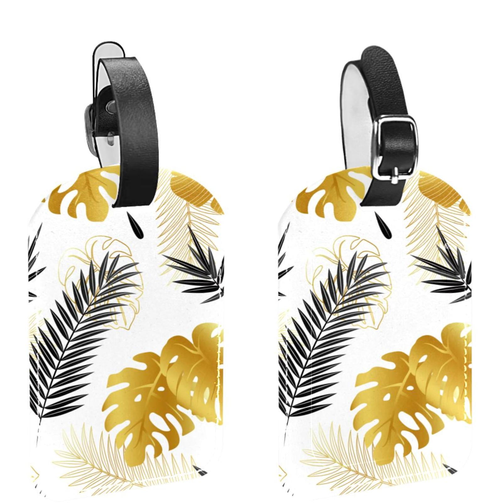Square 2Pack PU Leather Tropical Leaves Cruise Luggage Tag with Privacy ...
