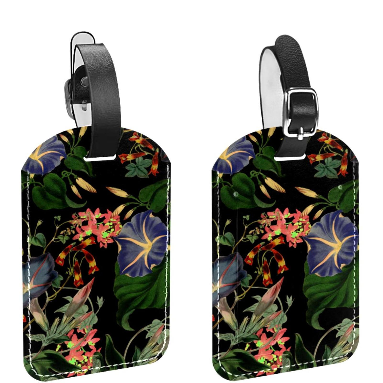 Square 2Pack PU Leather Tropical Plants Cruise Luggage Tag with Privacy ...