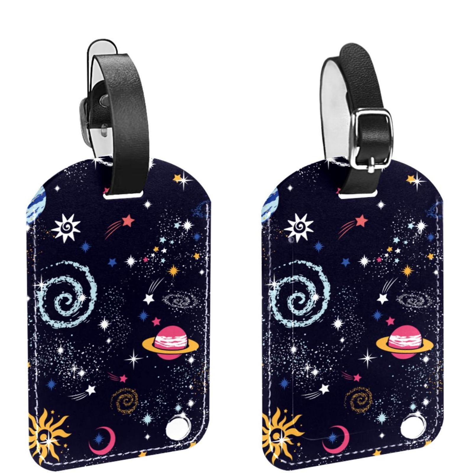 Square 2Pack PU Leather Universe Planet Stars Cruise Luggage Tag with ...