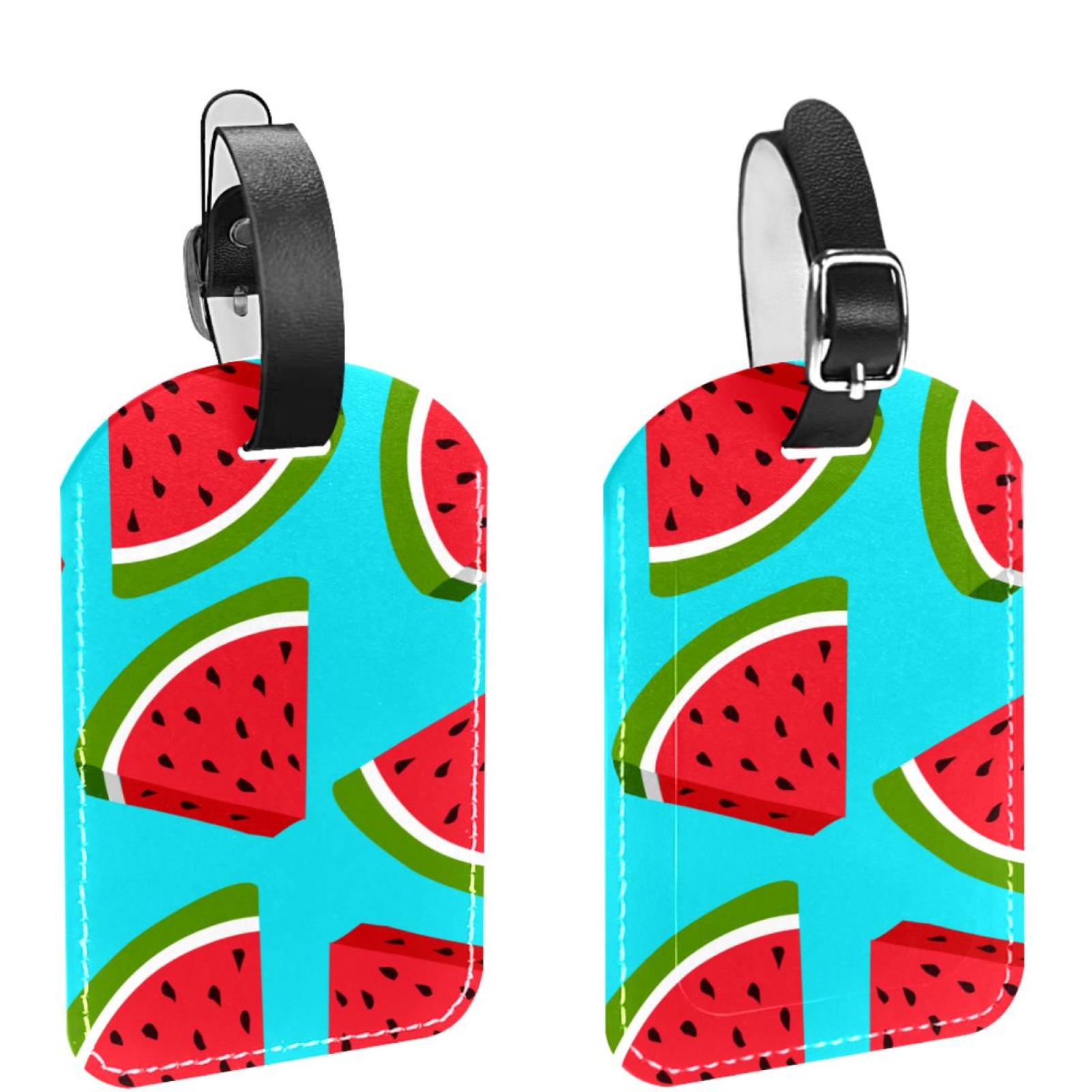 Square 2Pack PU Leather Watermelon Cruise Luggage Tag with Privacy ...