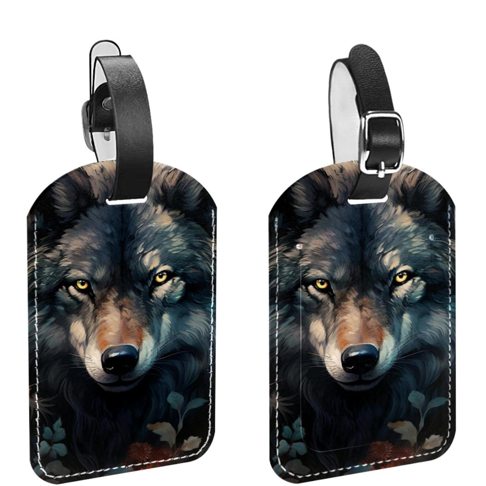 Square 2Pack PU Leather Wolf Cruise Luggage Tag with Privacy Cover and ...