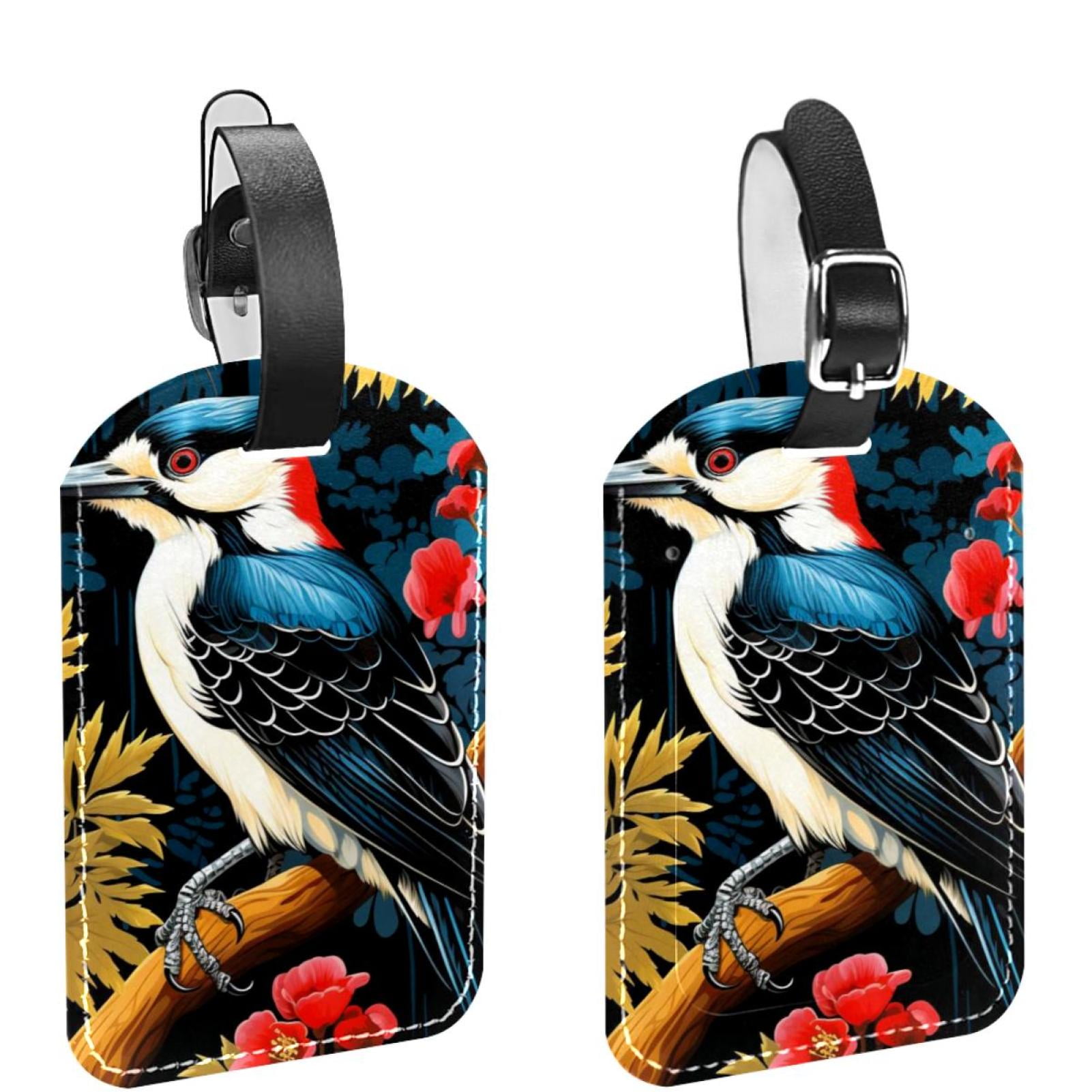 Square 2Pack PU Leather Woodpecker Cruise Luggage Tag with Privacy ...