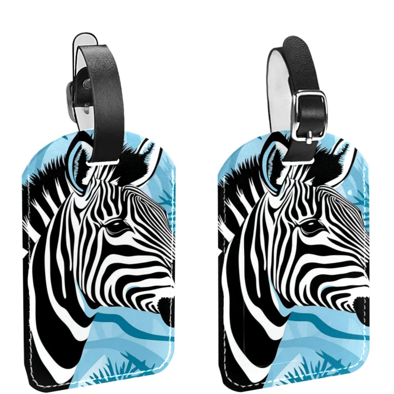 Square 2Pack PU Leather Zebra Cruise Luggage Tag with Privacy Cover and ...