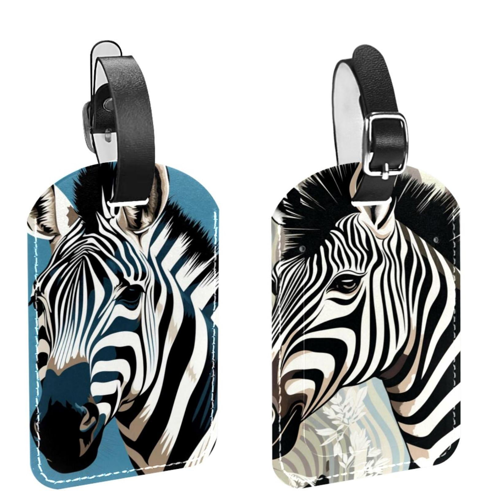 Square 2Pack PU Leather Zebra Cruise Luggage Tag with Privacy Cover and ...