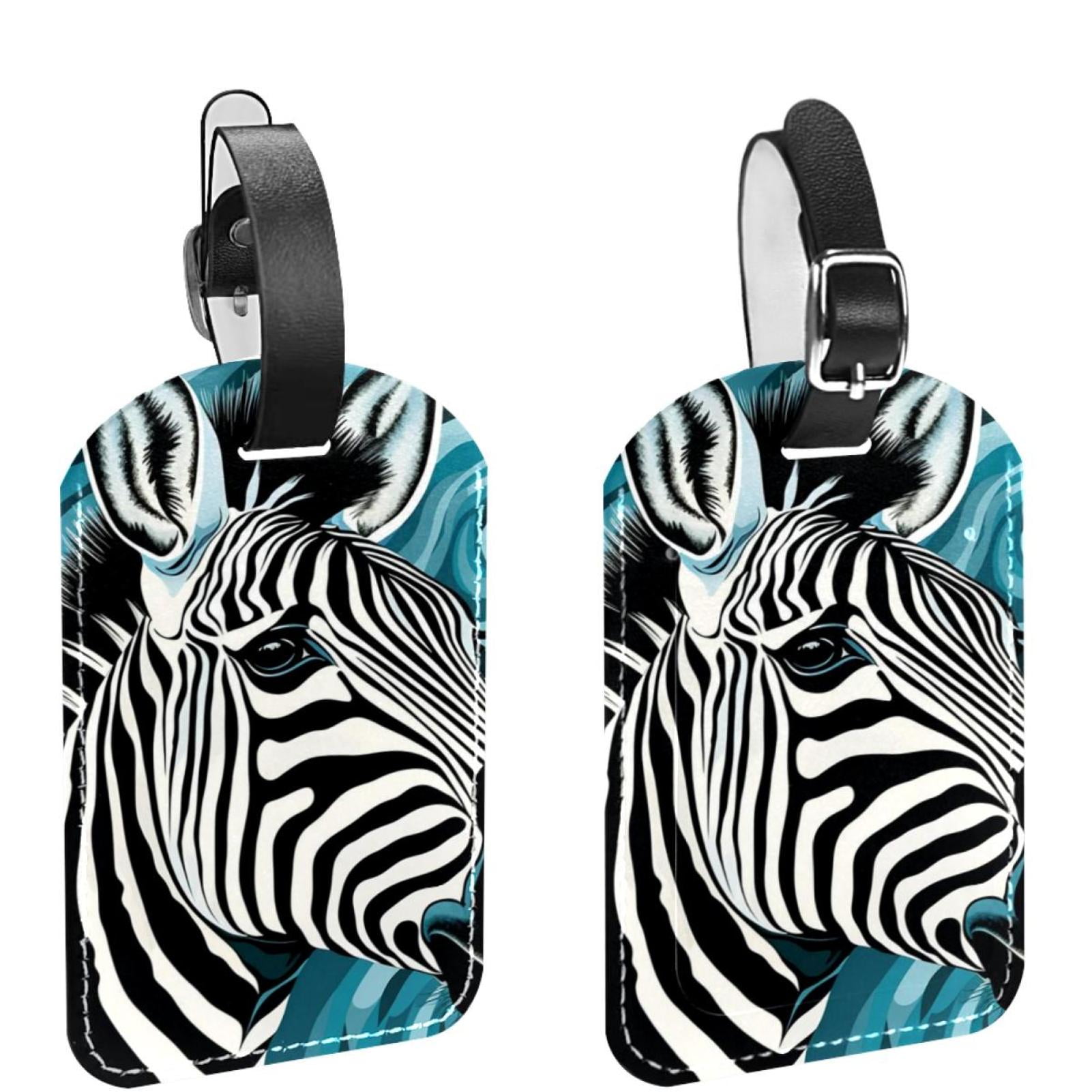 Square 2Pack PU Leather Zebra Cruise Luggage Tag with Privacy Cover and ...