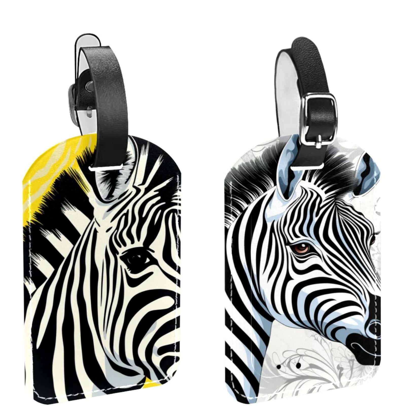 Square 2Pack PU Leather Zebra Cruise Luggage Tag with Privacy Cover and ...